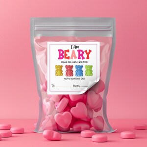 Gummy Bear Valentine Cards for Children. Class Party Cards | Valentine ...