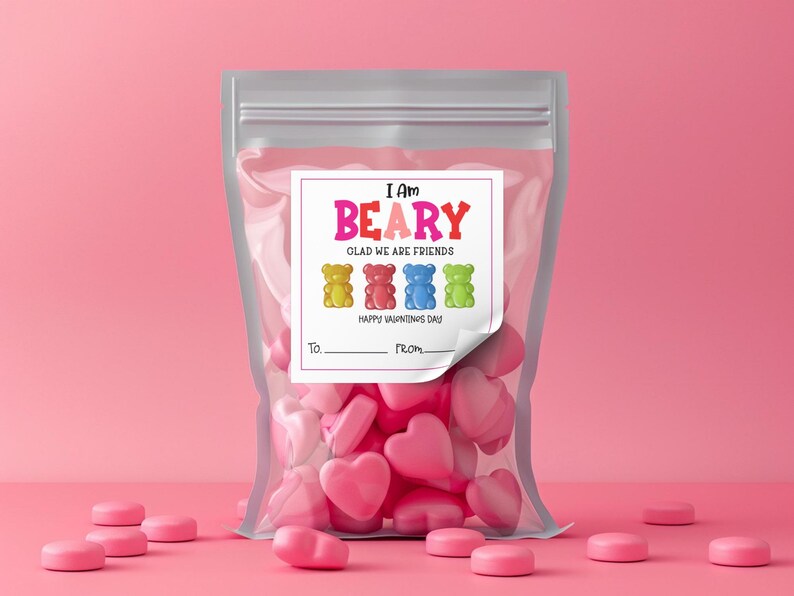 Gummy Bear Valentine Cards for Children. Class Party Cards | Valentine ...