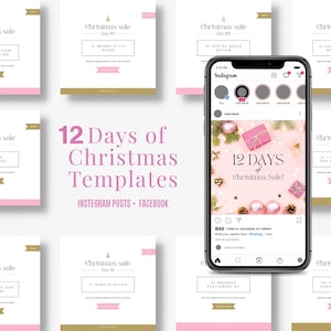 12 Days of Christmas Instagram Templates | Canva Holiday Social Media ...