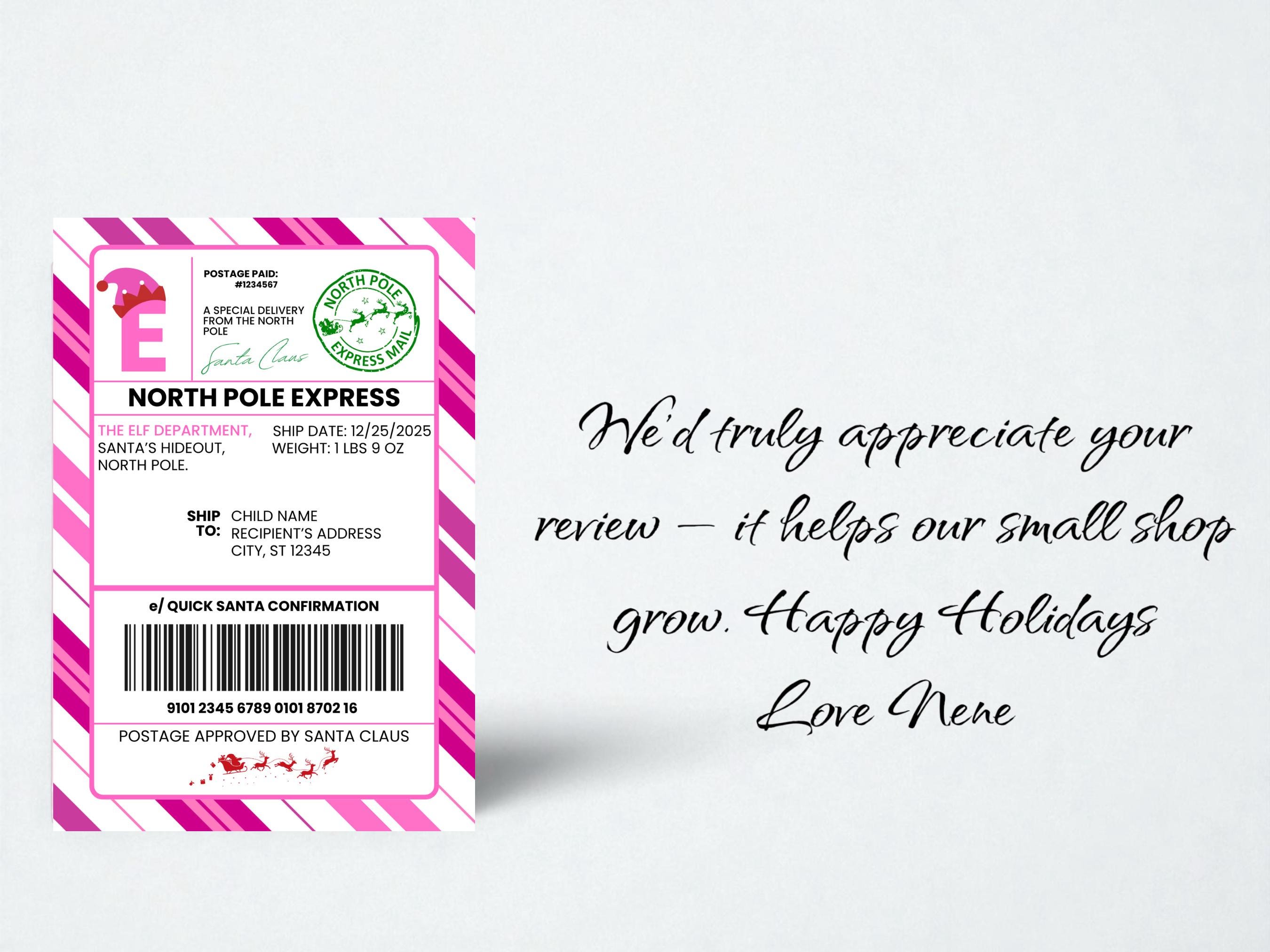 Elf Shipping Label | North Pole Express, Pink (digital Download) - Etsy
