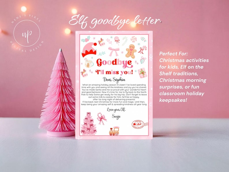 Pink Elf Goodbye Letter | Christmas Activity for Kids | Printable Canva ...