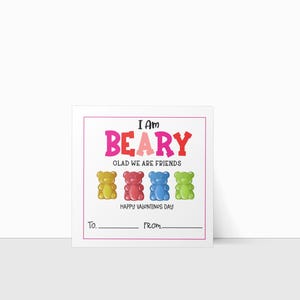 Gummy Bear Valentine Cards for Children. Class Party Cards | Valentine ...