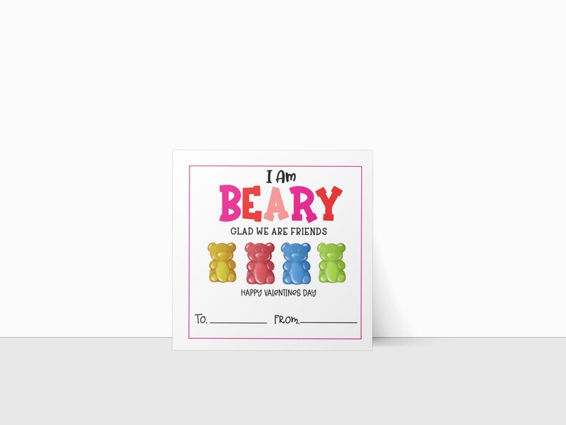 Gummy Bear Valentine Cards for Children. Class Party Cards | Valentine ...