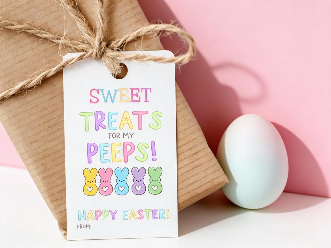 Easter Peeps Gift Tag | Pastel Bunny Treats, Classroom Favors (instant ...