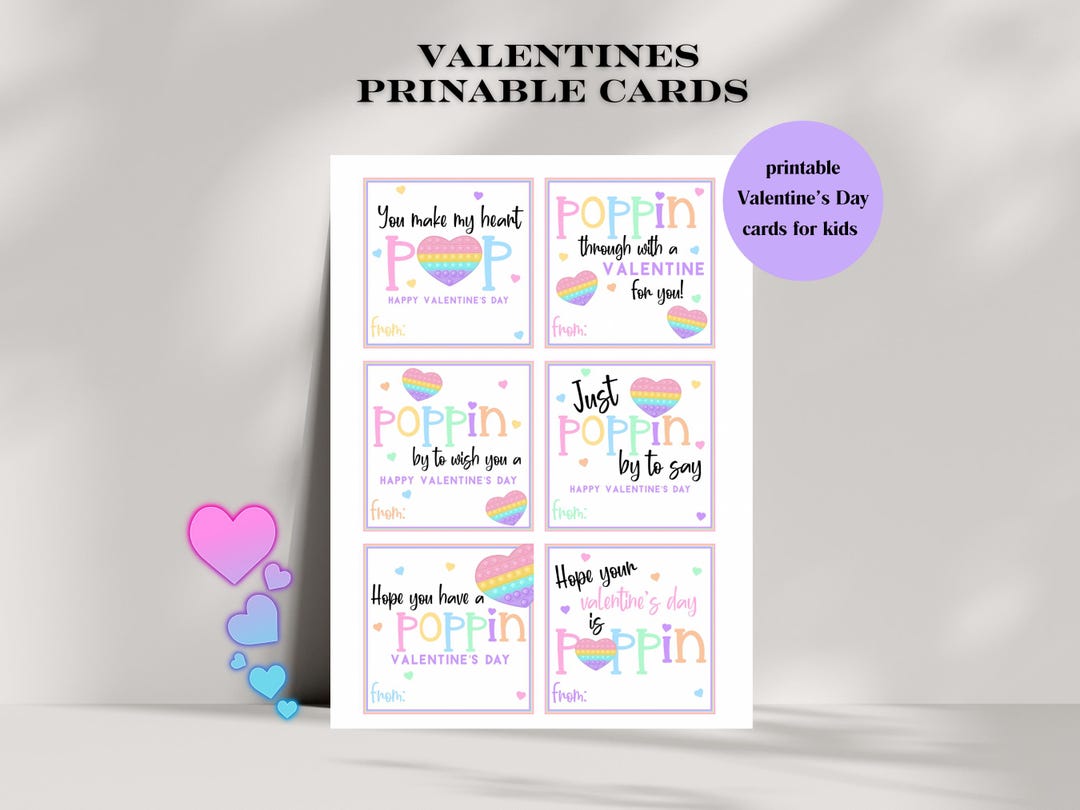 Valentines Pop It Tags, Poppin Labels, Download, Classroom Valentine ...