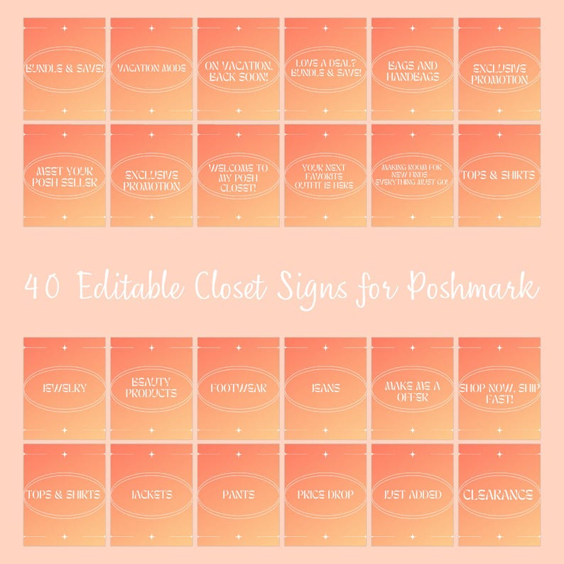 Poshmark Closet Signs, Editable Template, Instant Download, Canva ...