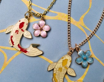 Gold Koi Fish Necklace 3 Colors Large Good Luck Necklace Blue Red ...