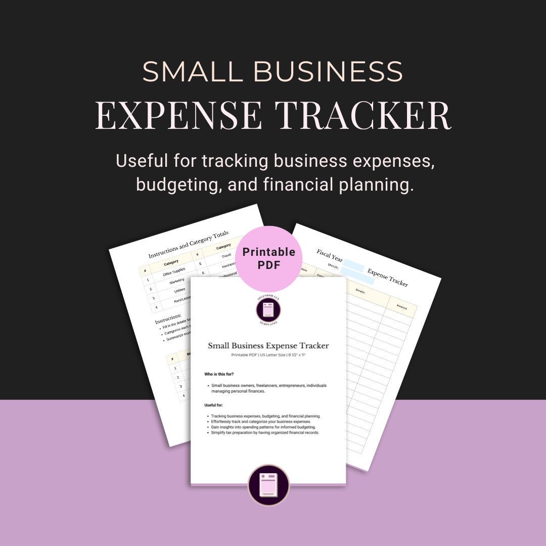 Expense Tracker | Small Business Printable PDF | Freelancers Personal ...