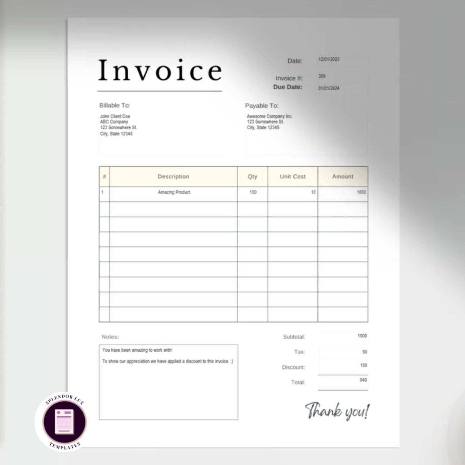 Invoice Templates Pack Printable PDF and Word Editable PDF for Small ...