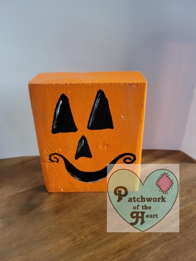 Halloween Shelf Sitter Pumpkin Block - Etsy