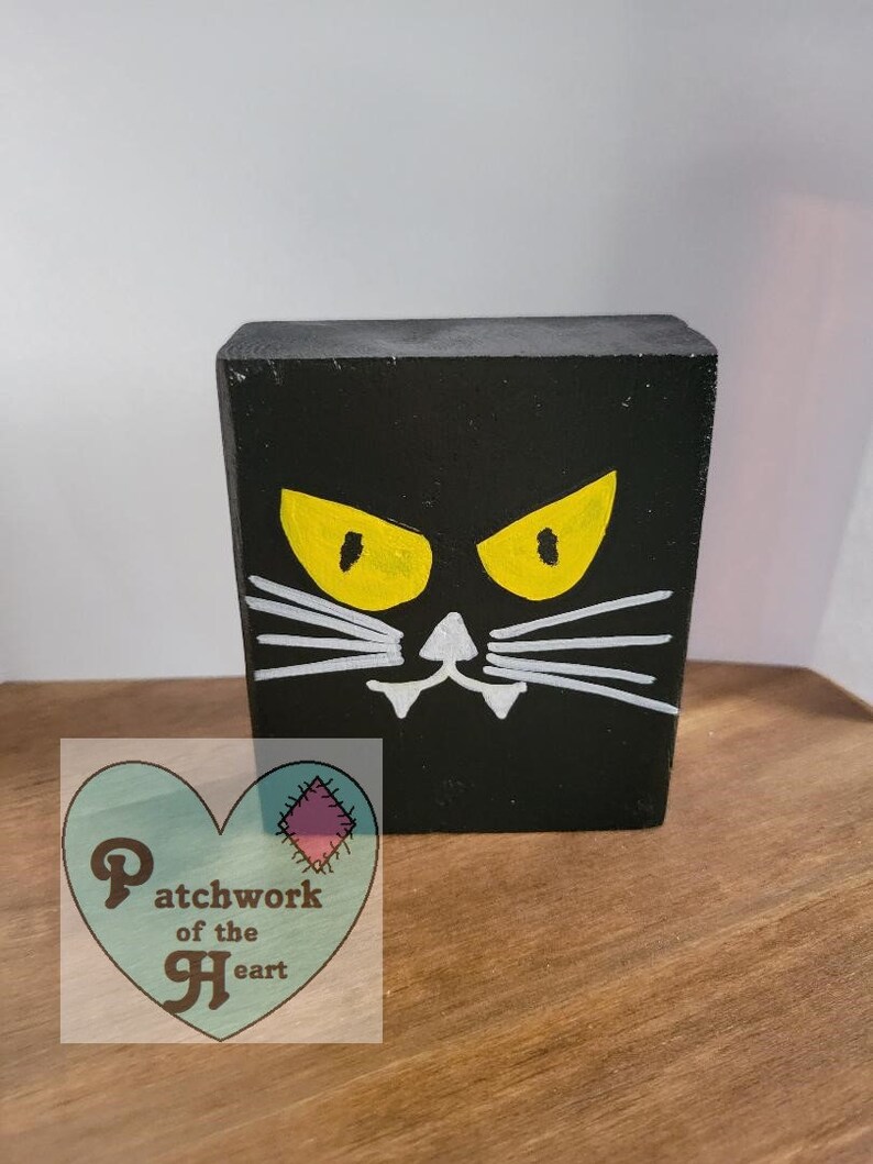 Halloween Shelf Sitter Black Cat Block - Etsy
