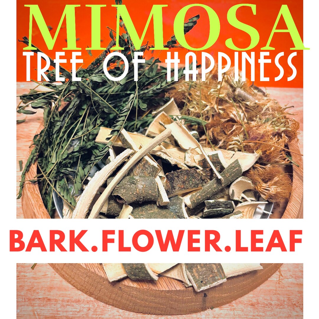 1.5 Oz Mimosa Tree Bark Flower and Leaf Combo albizia Julibrissin ...