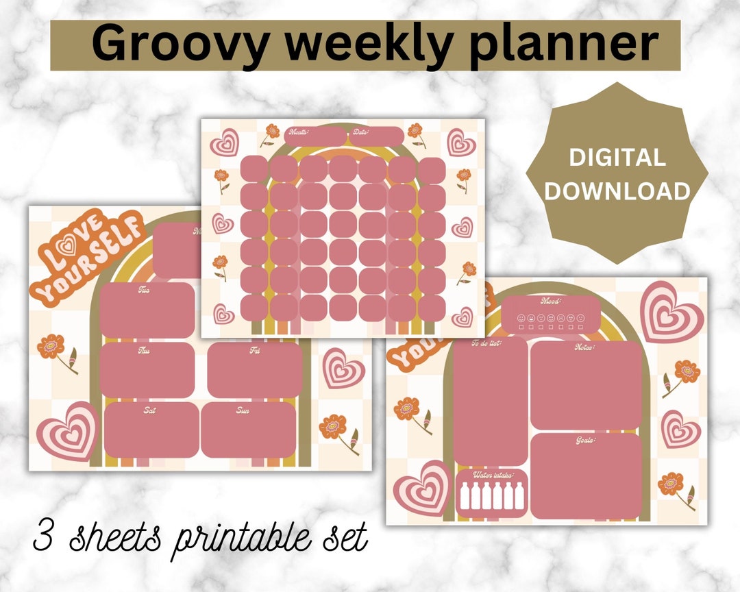 Groovy Weekly Planner, Daily Planner, Planner Gift, Undated Printable ...