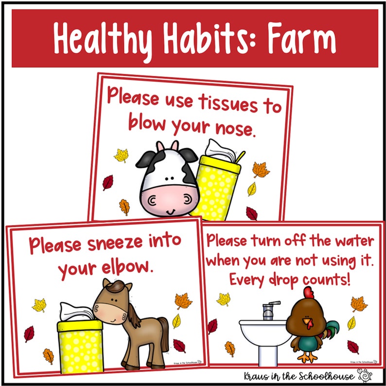 Healthy Habits Posters for Bulletin Boards | Farm Theme Decor ...