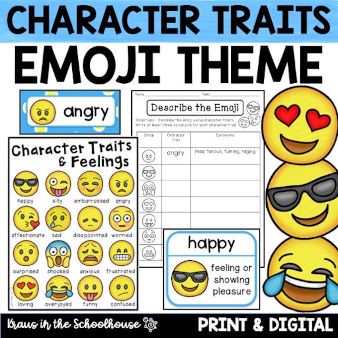 Character Traits Printables | Character Feelings Worksheets | Emoji ...