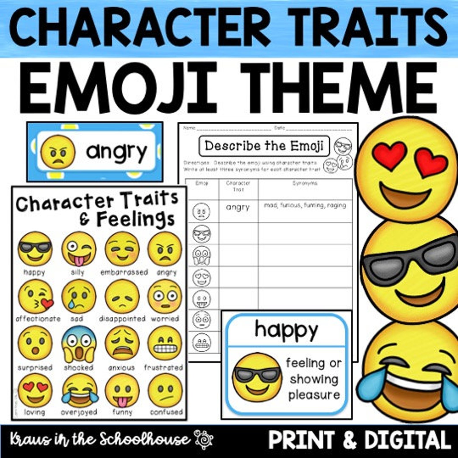 Character Traits Printables | Character Feelings Worksheets | Emoji ...