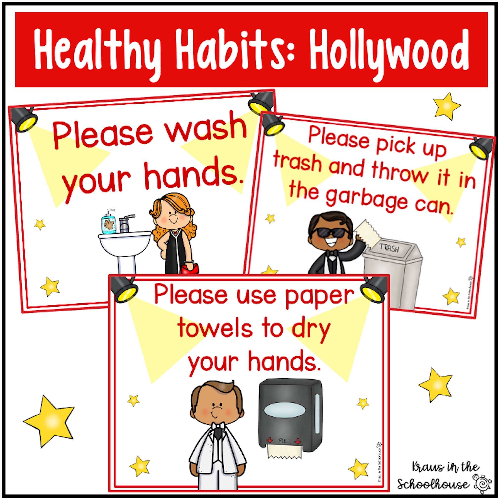 Healthy Habits Posters for Bulletin Boards Hollywood Theme Decor Movie ...