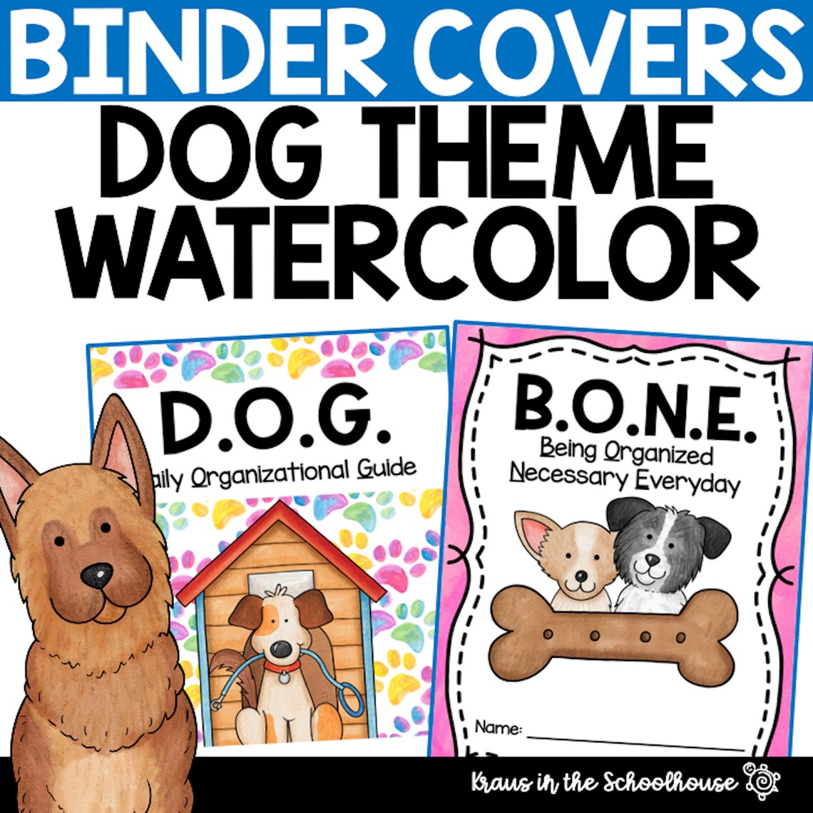 Dog Theme Binder Covers | Dog Watercolor Decor | Classroom Management ...