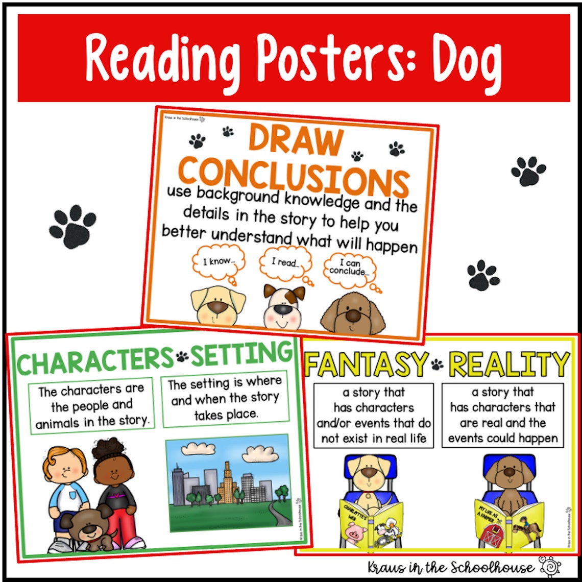 Dog Theme Reading Posters | Reading Comprehension Posters | Bulletin ...