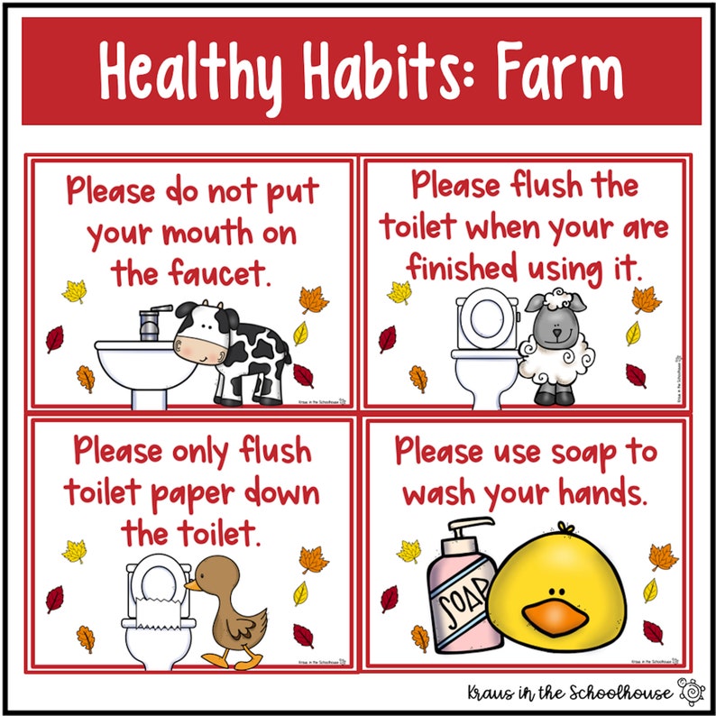 Healthy Habits Posters for Bulletin Boards | Farm Theme Decor ...