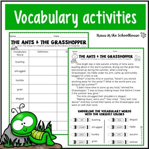 The Ants and the Grasshopper Printables | Aesop's Fables Printables ...