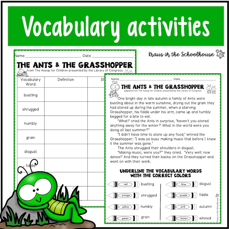The Ants and the Grasshopper Printables | Aesop's Fables Printables ...