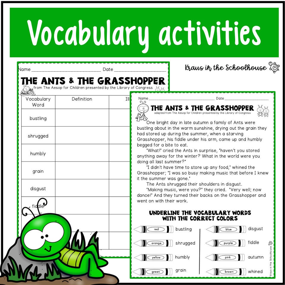 The Ants and the Grasshopper Printables | Aesop's Fables Printables ...