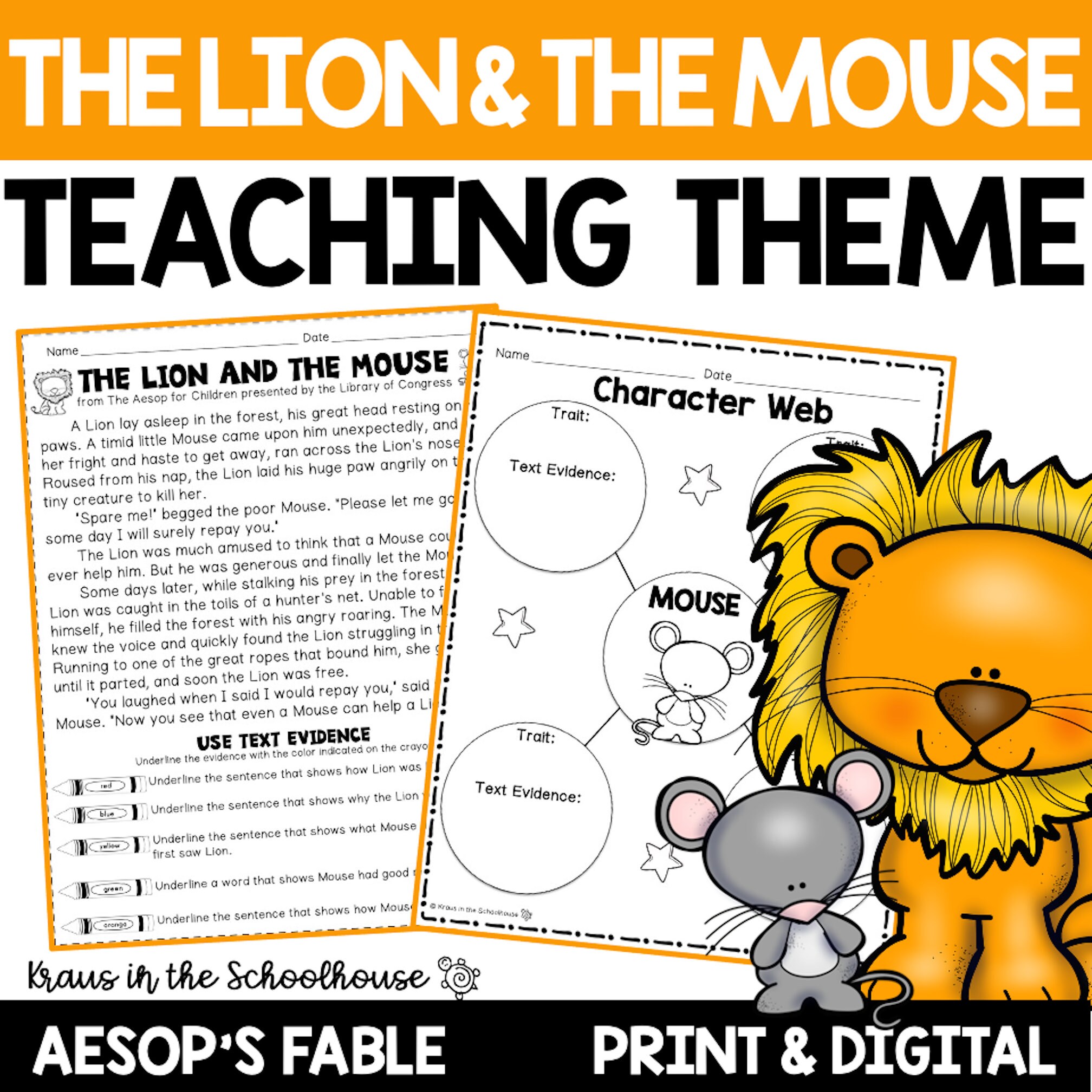 Lion and the Mouse Activities | Aesop's Fables Activities | Theme ...