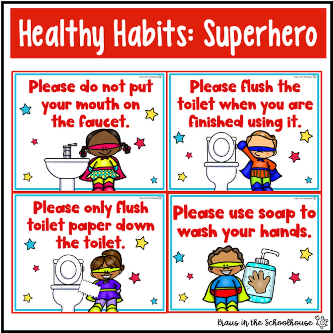 Healthy Habits Posters for Bulletin Boards Superhero Theme Decor ...