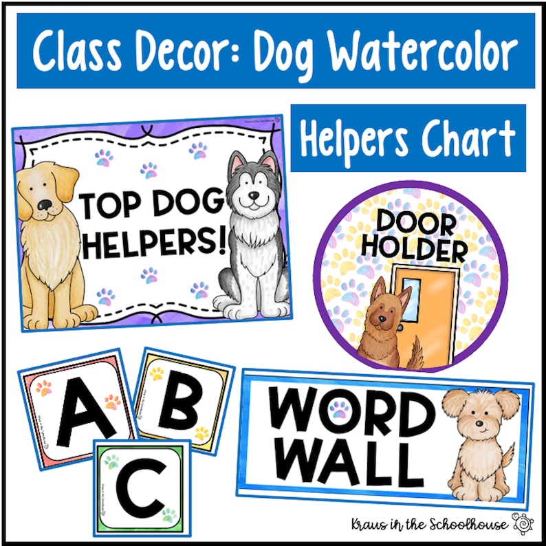 Dog Watercolor Theme Decor | Classroom Decor | Bulletin Boards | Dog ...