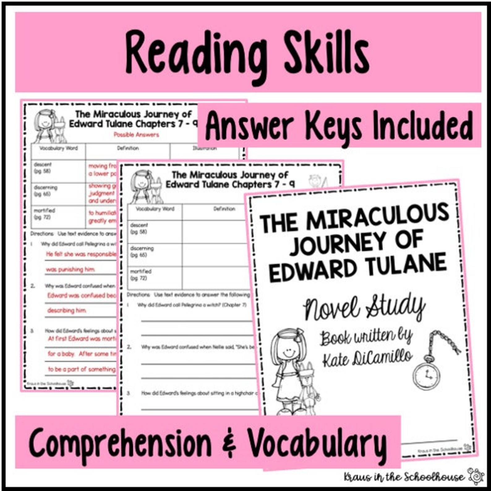 Miraculous Journey of Edward Tulane Novel Study | Reading Comprehension ...