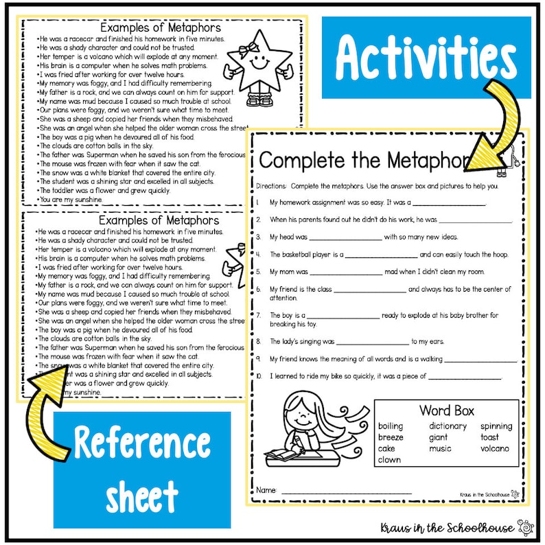 Metaphors Worksheets | Metaphors Printables | Metaphors Activity Sheets ...