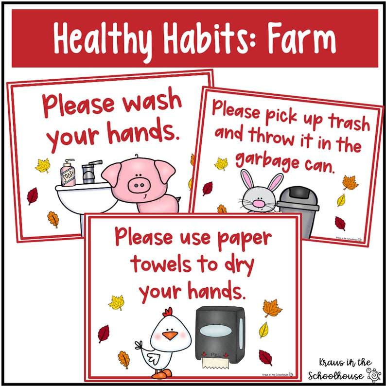 Healthy Habits Posters for Bulletin Boards | Farm Theme Decor ...