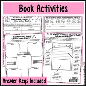 Miraculous Journey of Edward Tulane Novel Study | Reading Comprehension ...