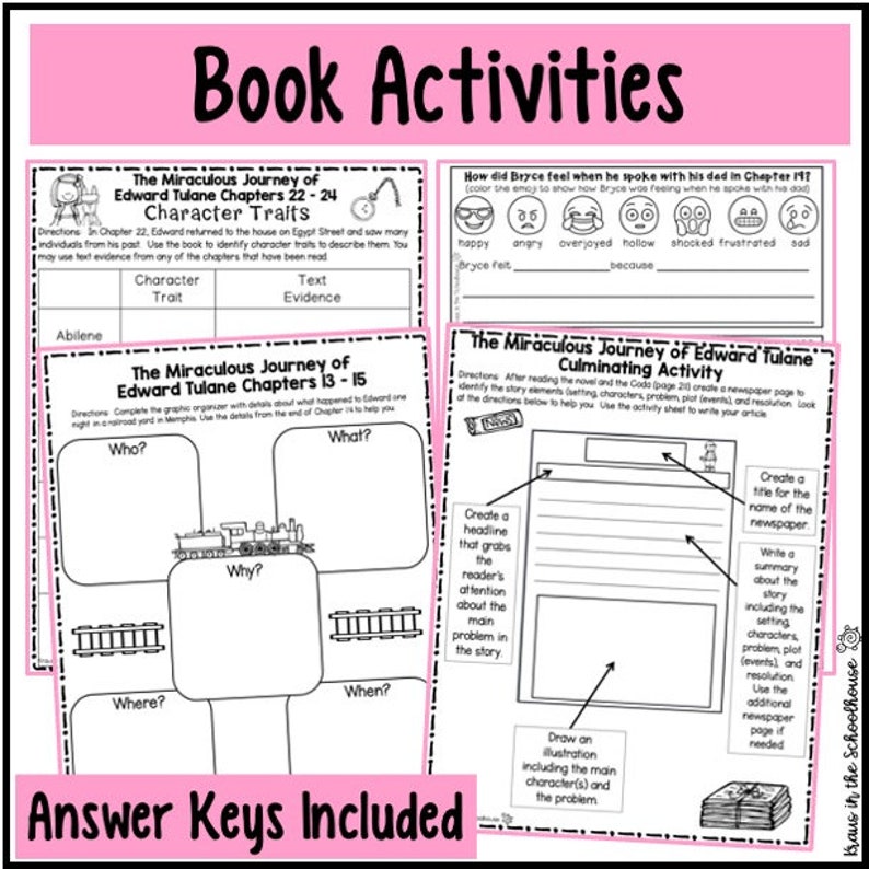 Miraculous Journey of Edward Tulane Novel Study | Reading Comprehension ...