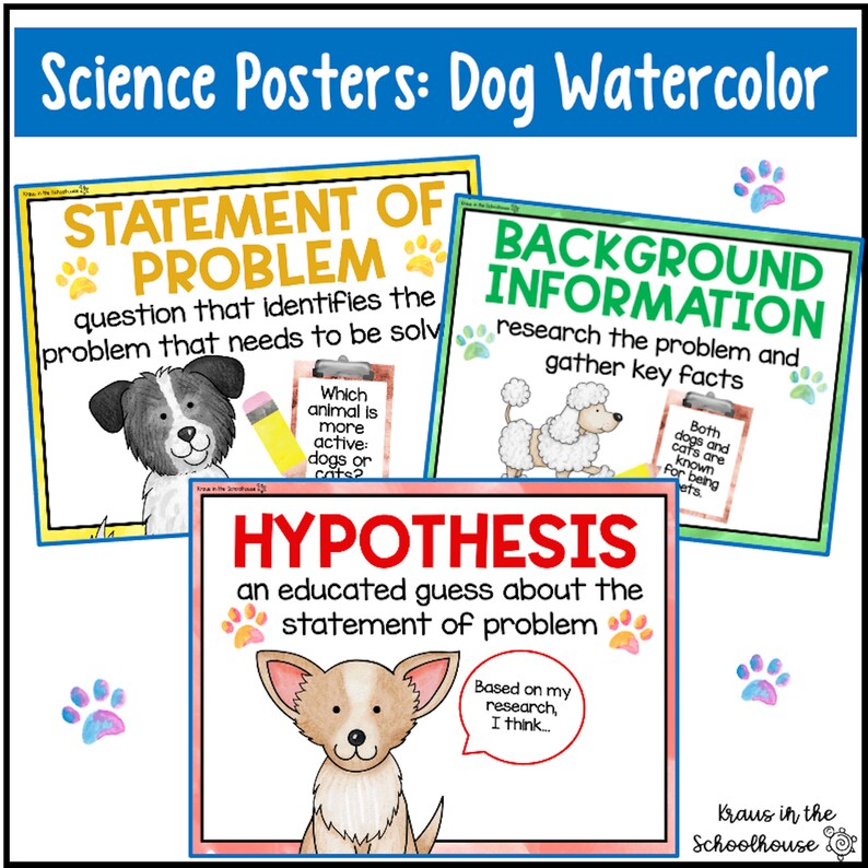 Dog Theme Science Posters | Dog Watercolor Theme Science Posters ...