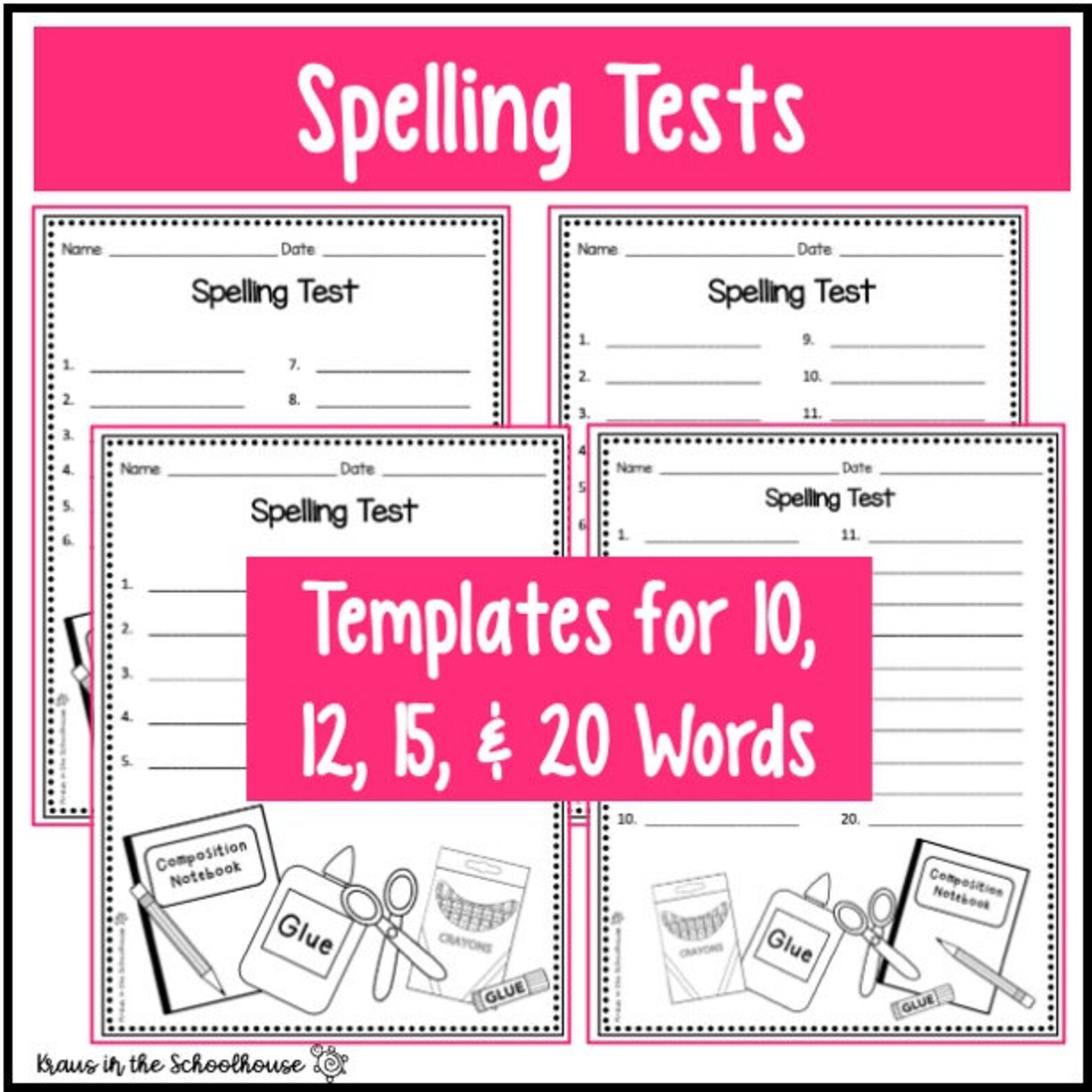 Spelling Tests | Spelling Test Templates | Spelling Tests for 10, 12 ...