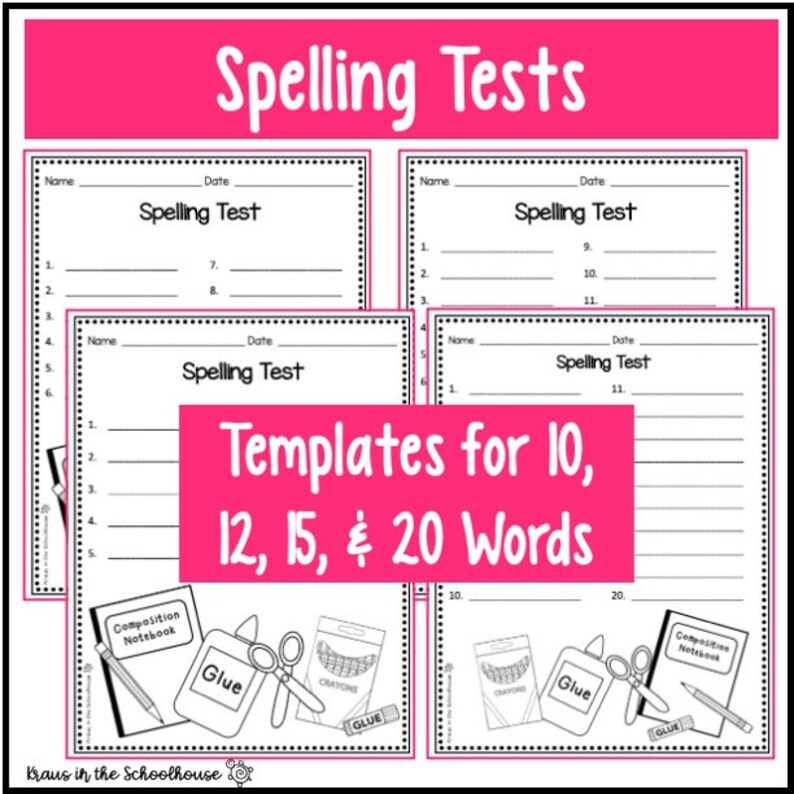 Spelling Tests | Spelling Test Templates | Spelling Tests for 10, 12 ...