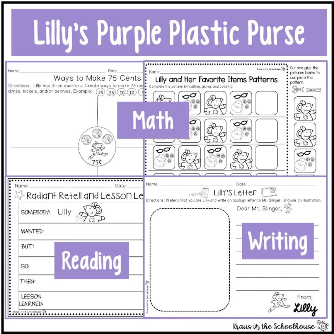 Lilly's Purple Plastic Purse Printables, Worksheets, and Activity ...