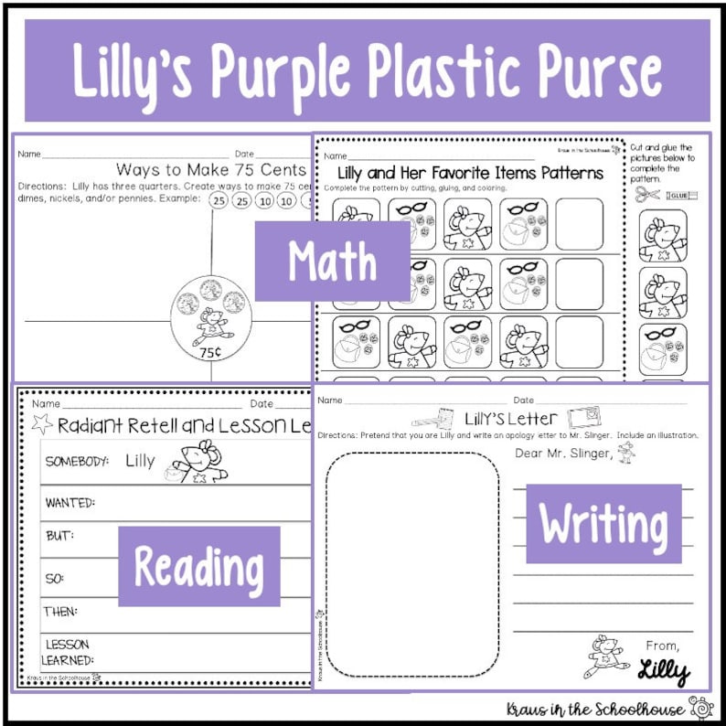 Lilly's Purple Plastic Purse Printables, Worksheets, and Activity ...