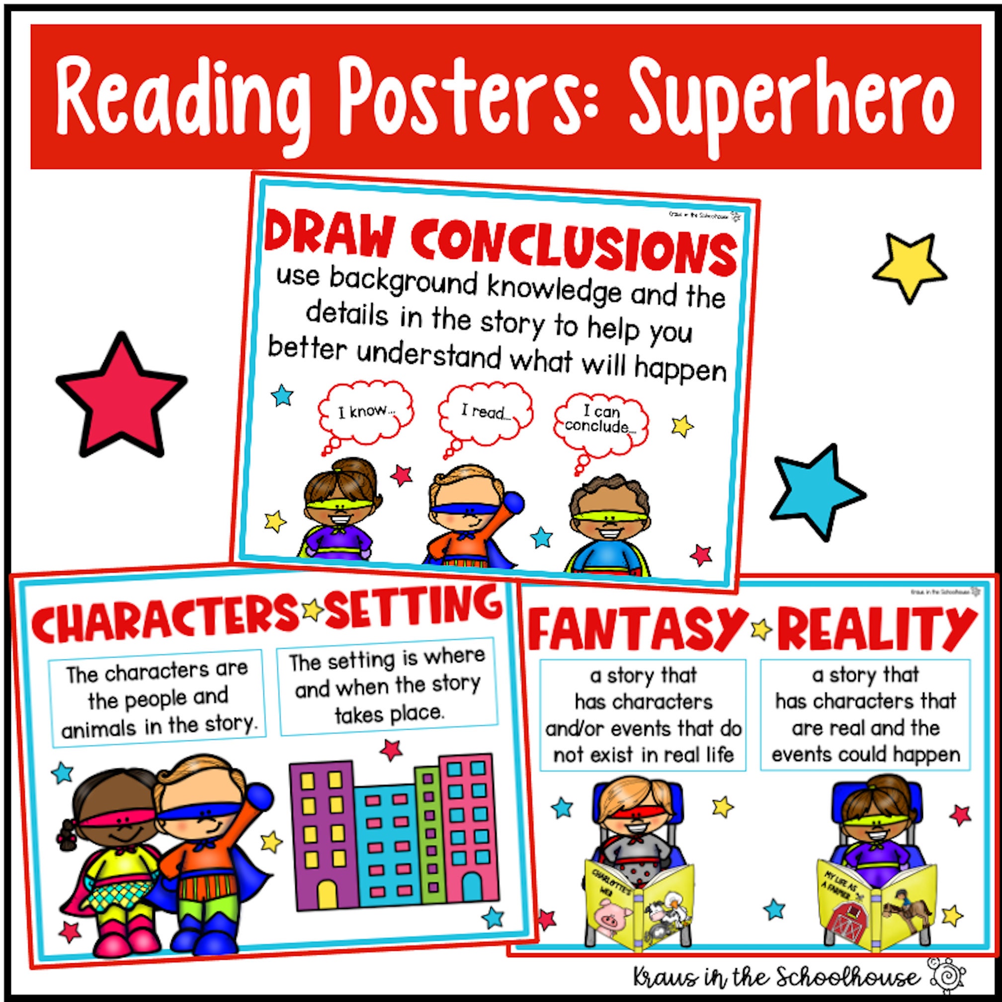 Superhero Theme Reading Posters | Reading Comprehension Posters ...