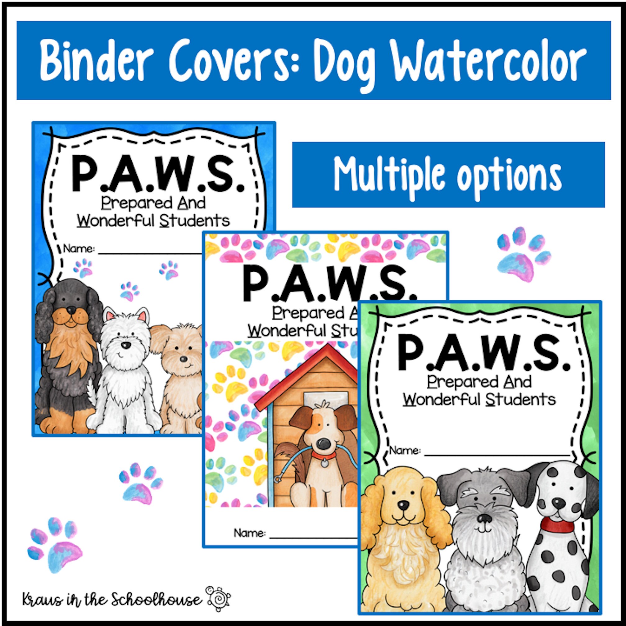 Dog Theme Binder Covers | Dog Watercolor Decor | Classroom Management ...