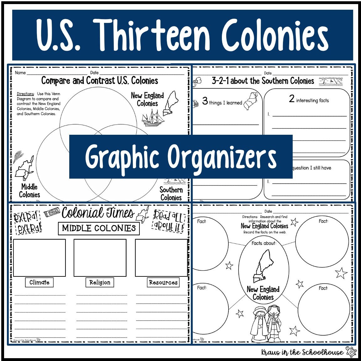 13 Colonies Printables | US History Activity Sheets | 13 Original ...