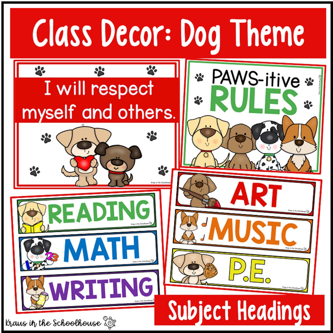 Dog Theme Decor | Classroom Decor | Bulletin Board | Dog Certificates ...