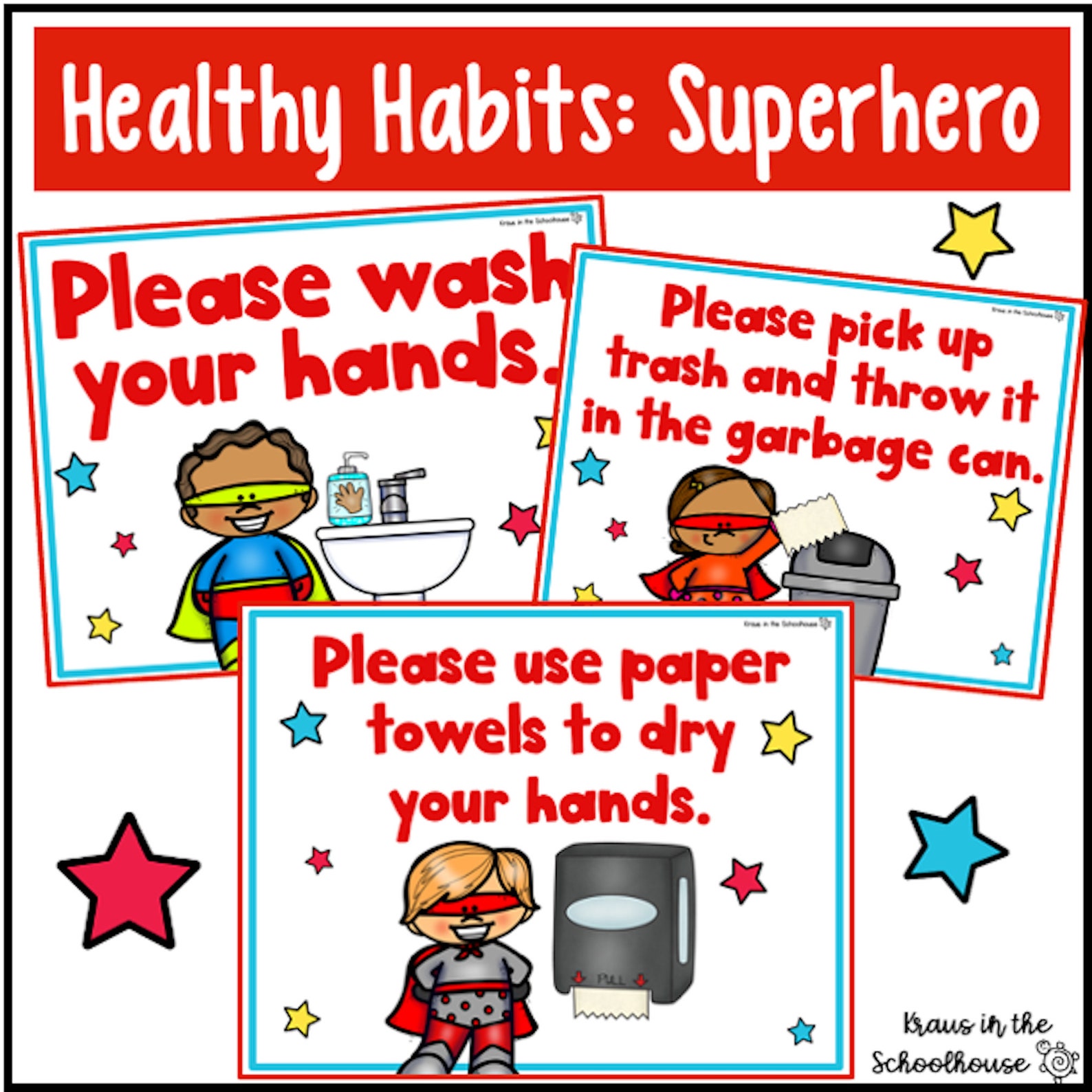 Healthy Habits Posters for Bulletin Boards | Superhero Theme Decor ...