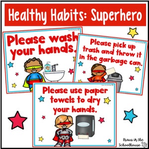 Healthy Habits Posters for Bulletin Boards | Superhero Theme Decor ...