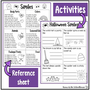 Halloween Similes | Figurative Language | Similes Activities | Similes ...