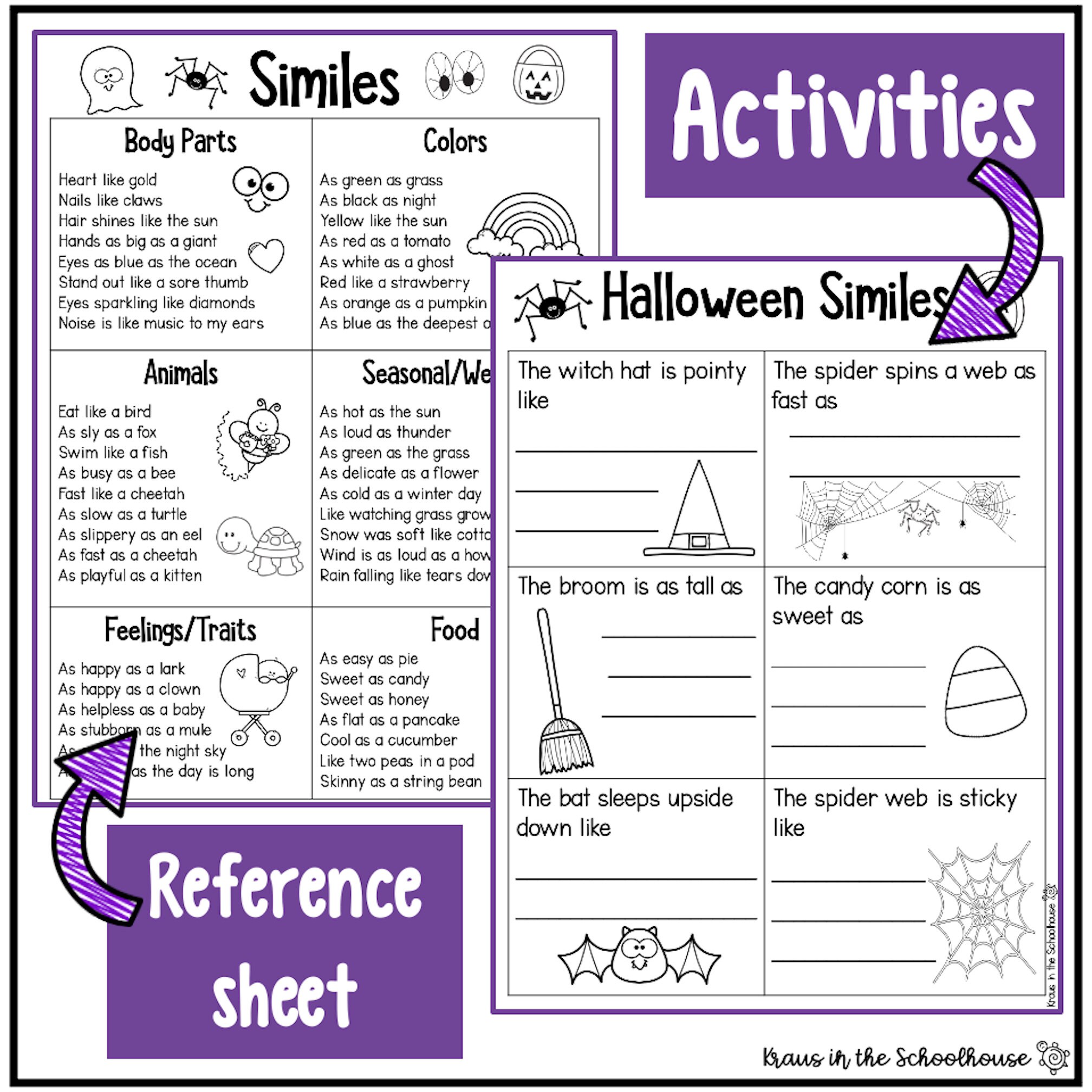 Halloween Similes | Figurative Language | Similes Activities | Similes ...
