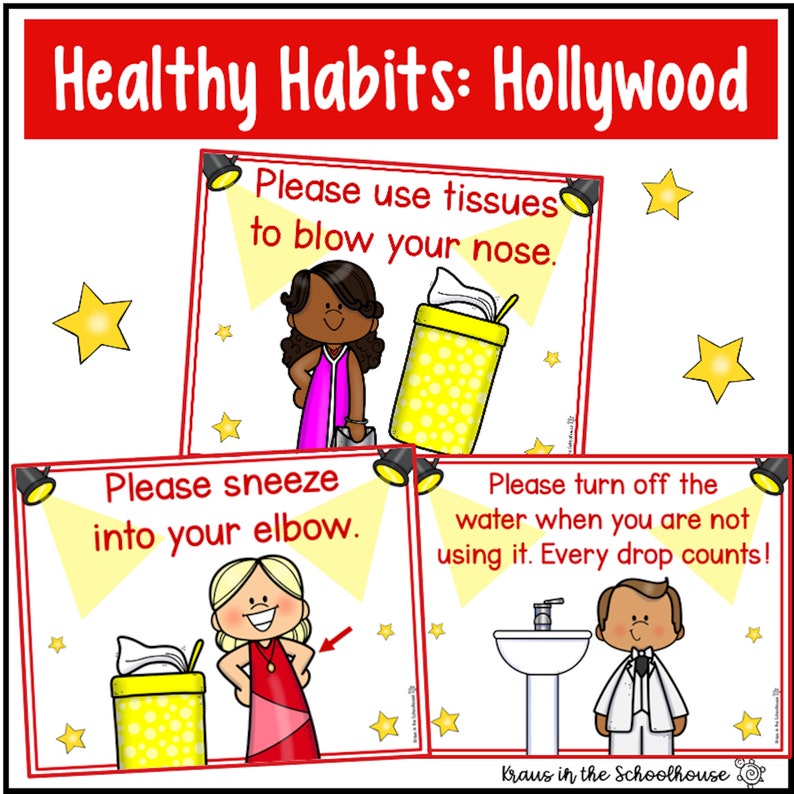 Healthy Habits Posters for Bulletin Boards Hollywood Theme Decor Movie ...