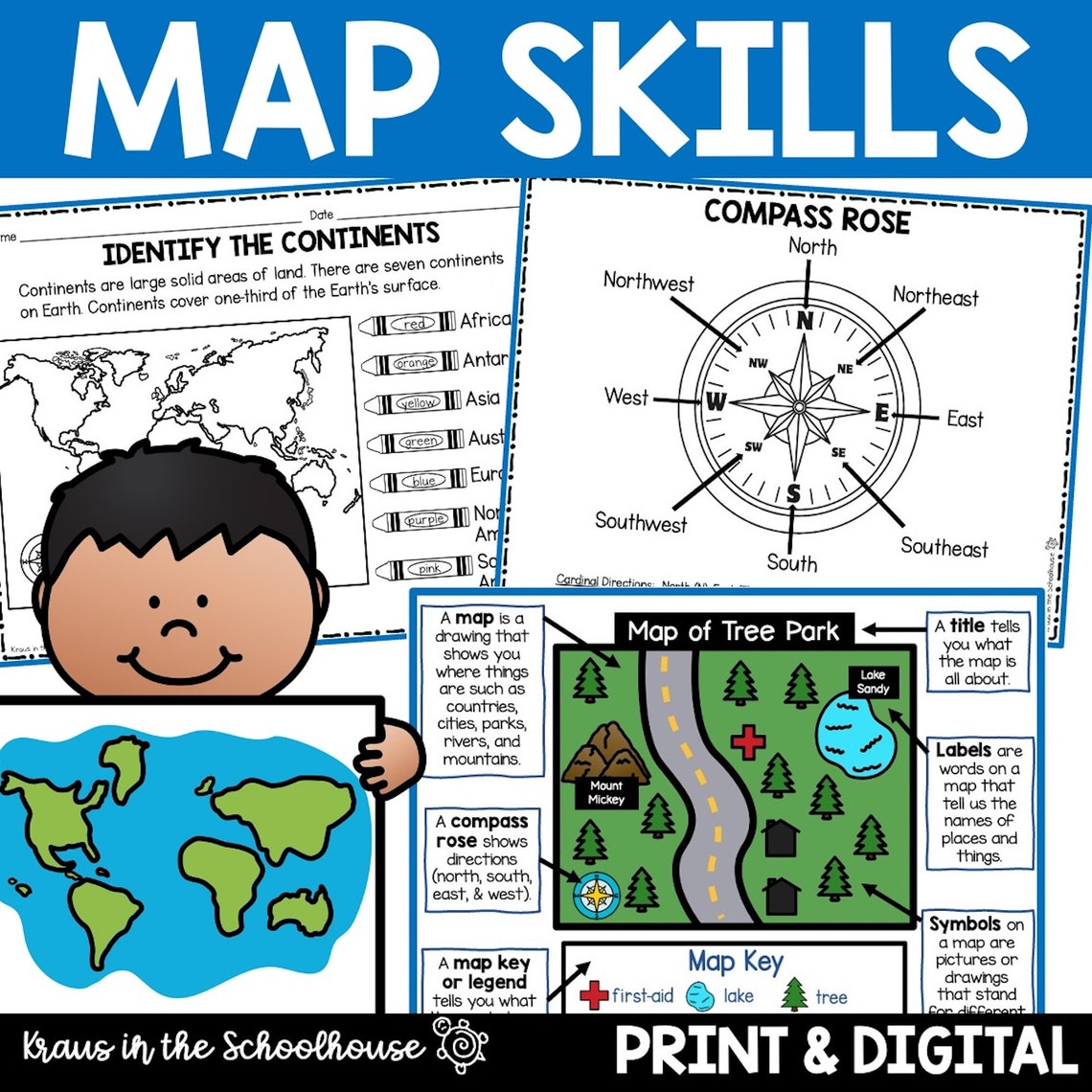 Map Skills Activities | Maps and Globes | Landforms | Continents and ...